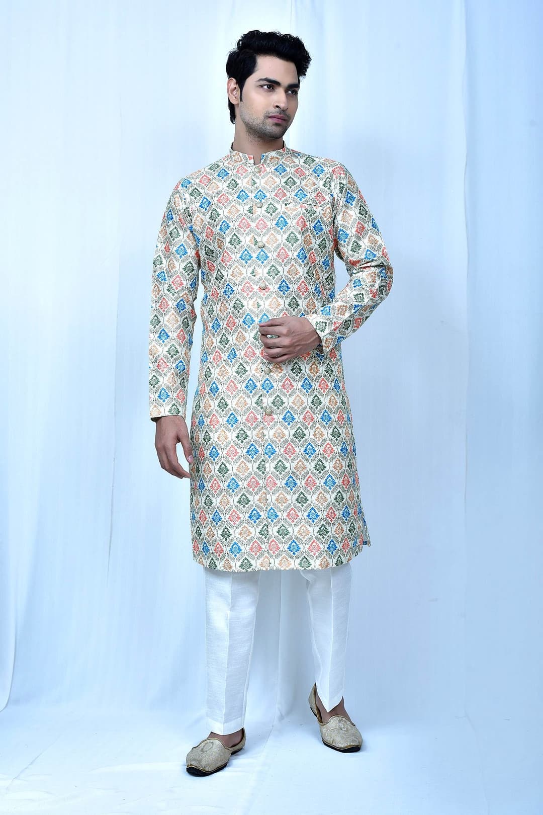 Buy Samyukta Singhania Multi Color Cotton Floral Print Kurta Set Online ...