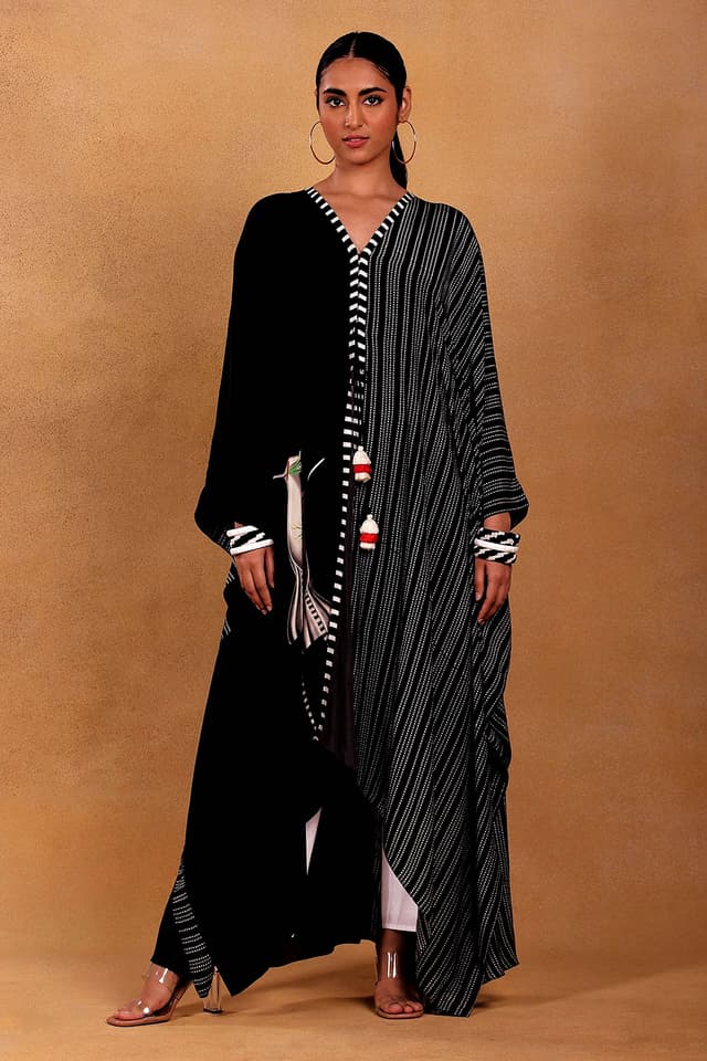 Buy Masaba Black Cotton Mayfly Print Cape And Culotte Set Online | Aza ...